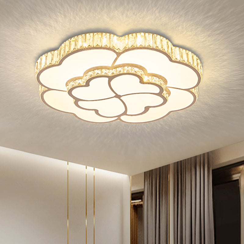 White LED Crystal Ceiling Light with Clover Design for Modern Bedrooms ...