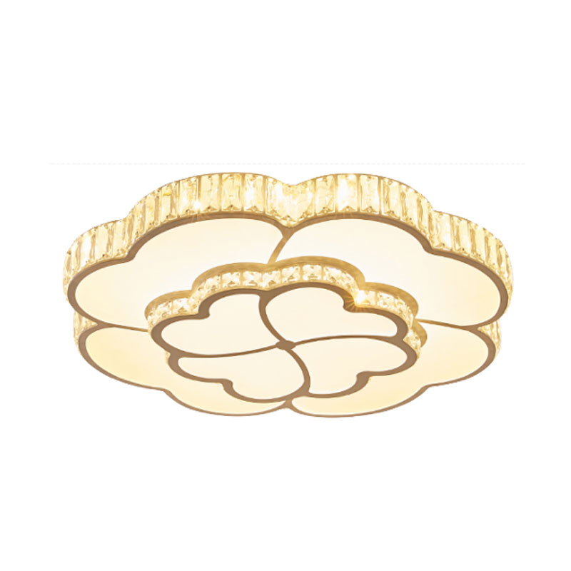 White LED Crystal Ceiling Light with Clover Design for Modern Bedrooms ...