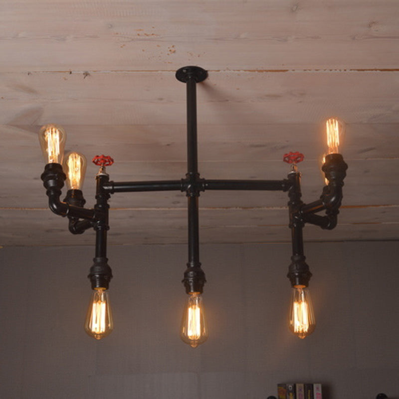 Antique Style Water Pipe Hanging Pendant Light with 7 Bulbs, Metallic ...