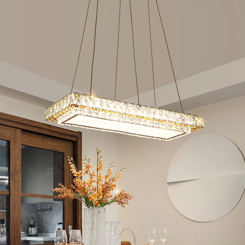 Modern LED Suspension Light: Clear Crystal Rectangle Blocks for Dinnin ...