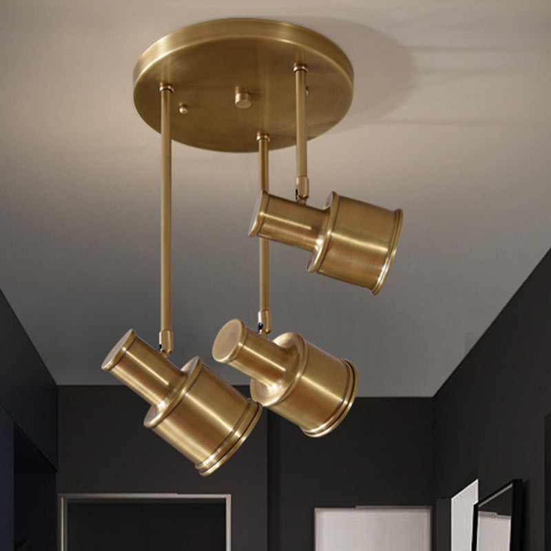 Rotatable Colonial Pendant Light Fixture - Gold, Cylindrical Shape - 3 ...