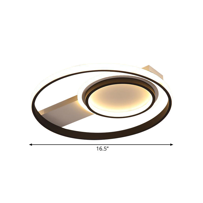 Minimalist LED Flush Mount Light, Circular Metal Surface, 16.5"/19.5 ...