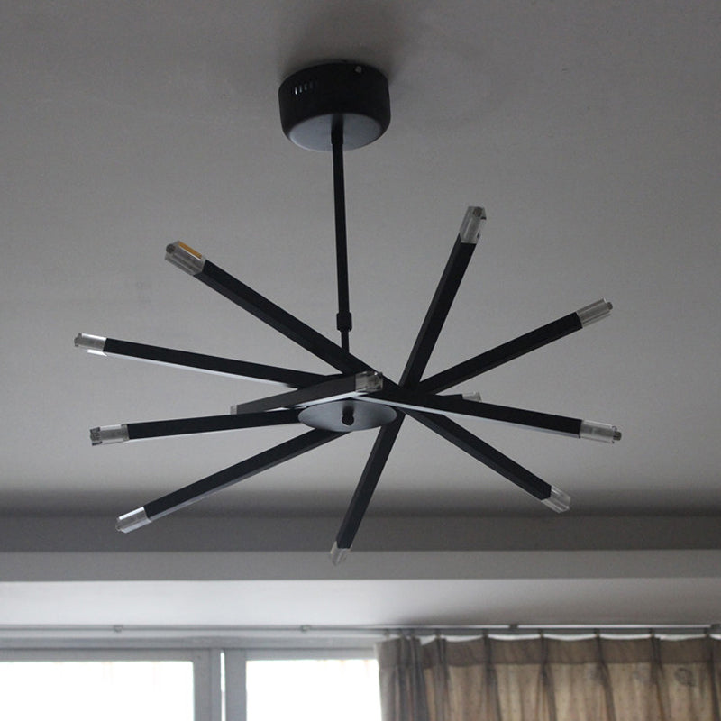 Modern 12-Light Black/Chrome Chandelier with Metal Shade – Home Deco99