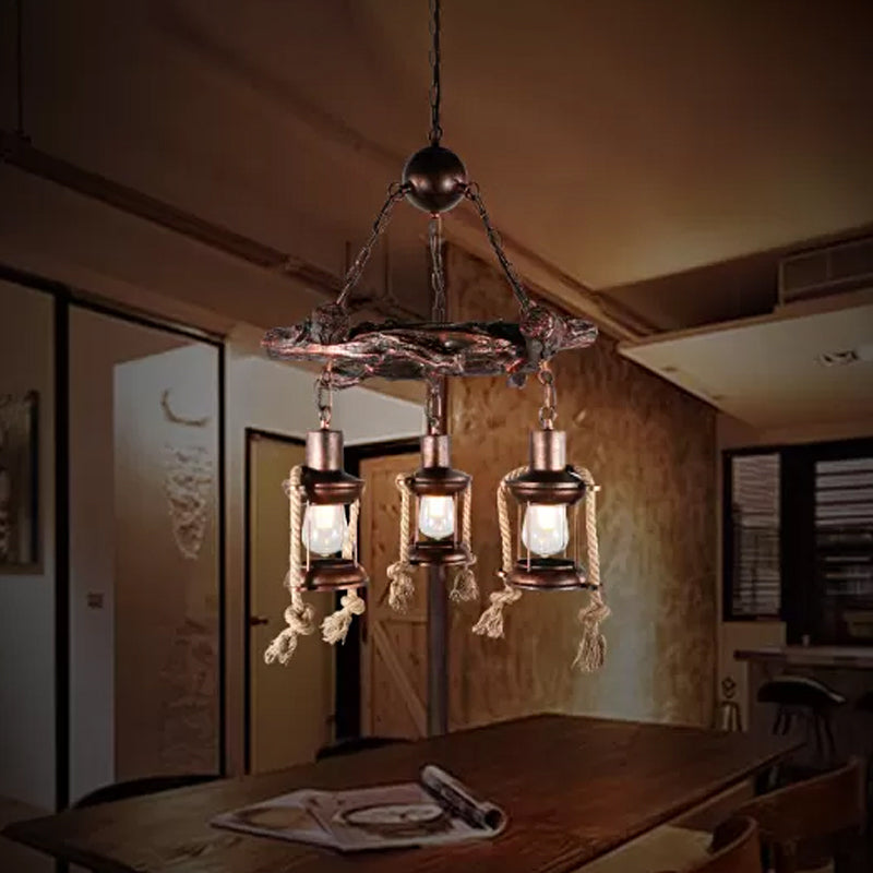 Nautical Hanging Light Kit with Rope Cord - 3/7 Head Metallic Chandeli ...