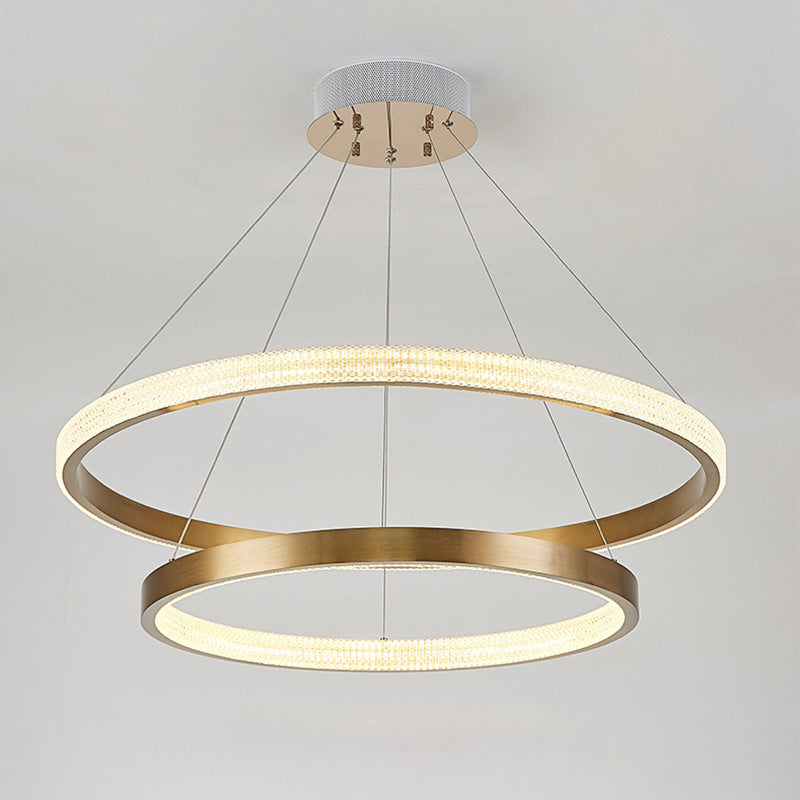Postmodern Aluminum LED Chandelier with Gold Finish - 2/3 Tiered Hoop ...