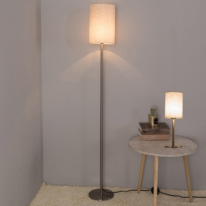 Simplicity Chrome Cylinder Floor Lamp - Single-Bulb Fabric Standing Li ...