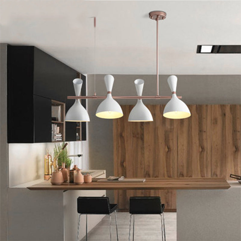 Modern 4-Light Funnel Ceiling Pendant, Metal Island Lighting for Dinin ...