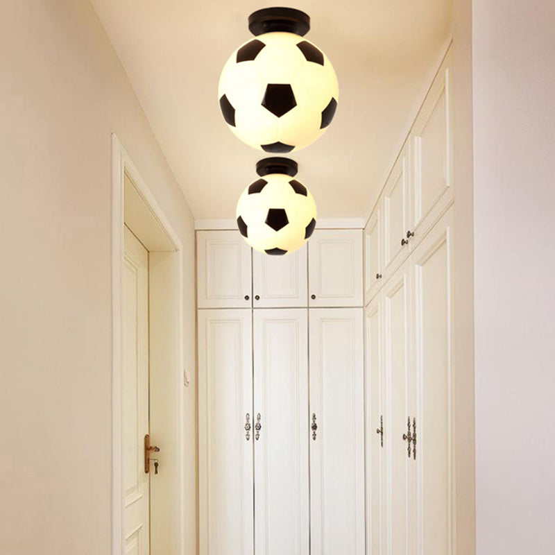 Black & White Glass Soccer Ceiling Light for Sporty Corridors – Home Deco99