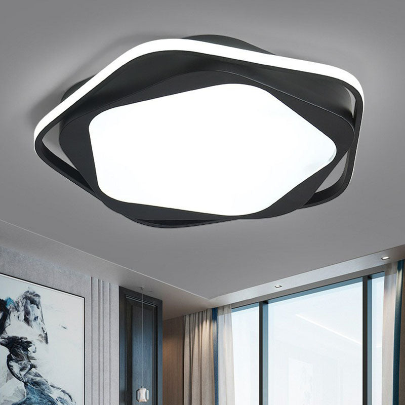 Black Metal LED Flush Mount Ceiling Light - Minimalist Pentagon Design ...