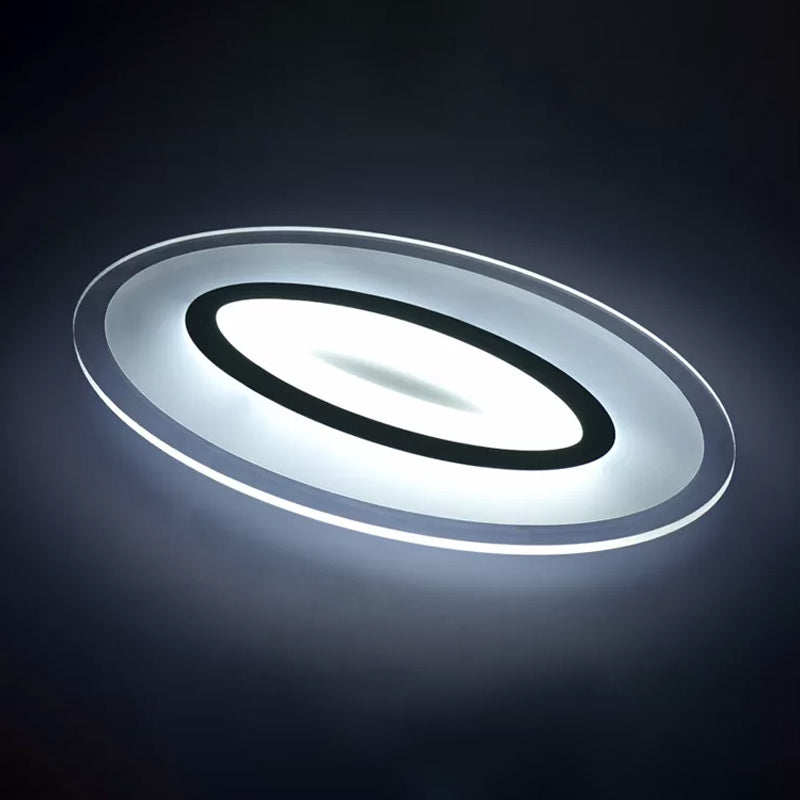 Minimalist White Oval Flush Mount LED Fixture for Living Room Lighting ...