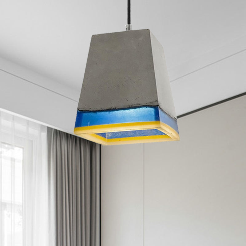 Modern Grey Cement Pyramid Pendant Light - 1-Light Hanging Fixture for ...