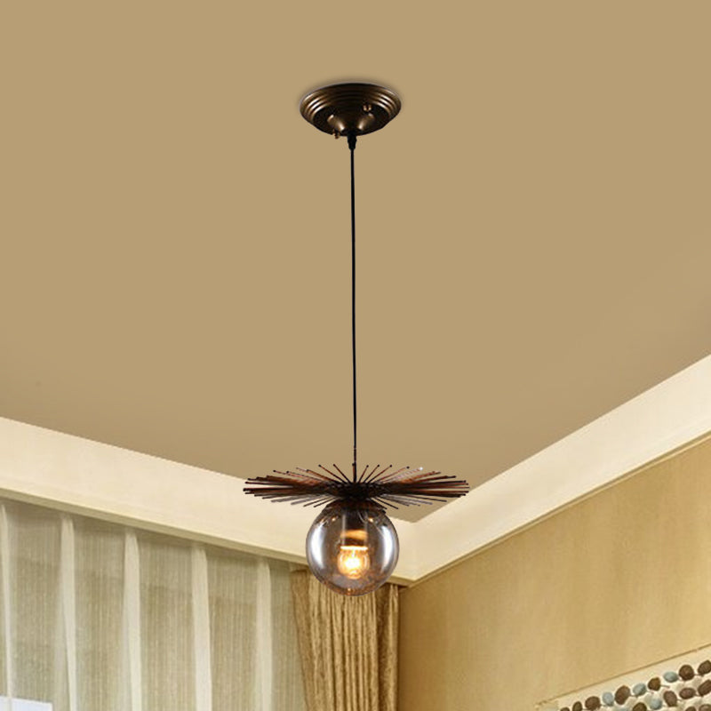 Contemporary Iron Single-Bulb Pendant Light Fixture - Flat Suspension ...