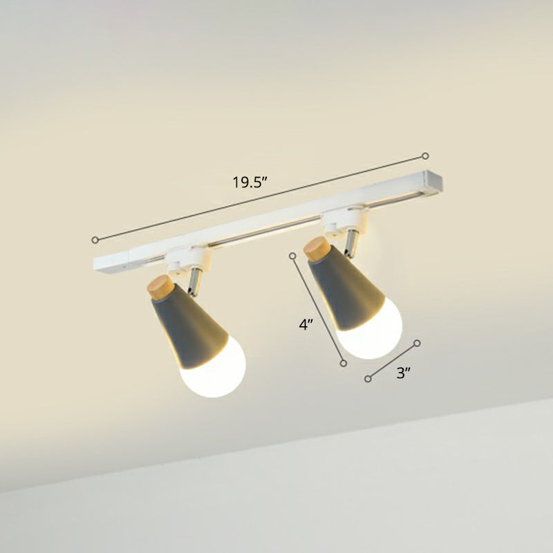 Sleek Cone Spotlight Track Lighting: Macaron Metal Semi-Flush Mount Li ...