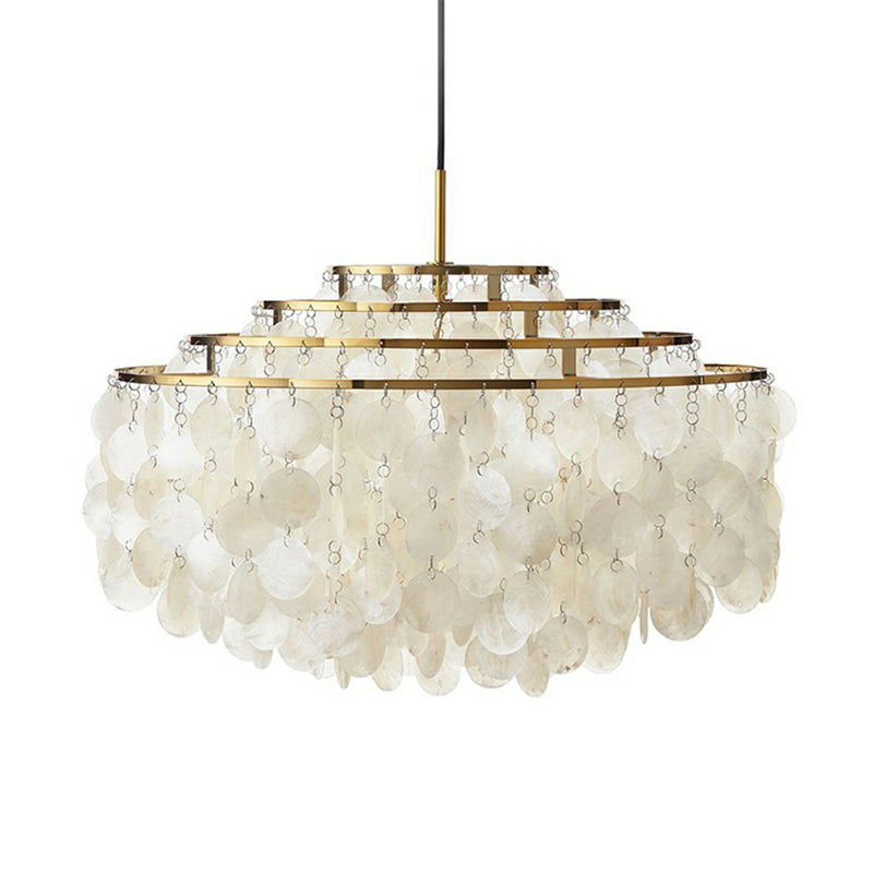 Vintage Shell Chandelier - 6-Light White Dining Room Lighting – Home Deco99