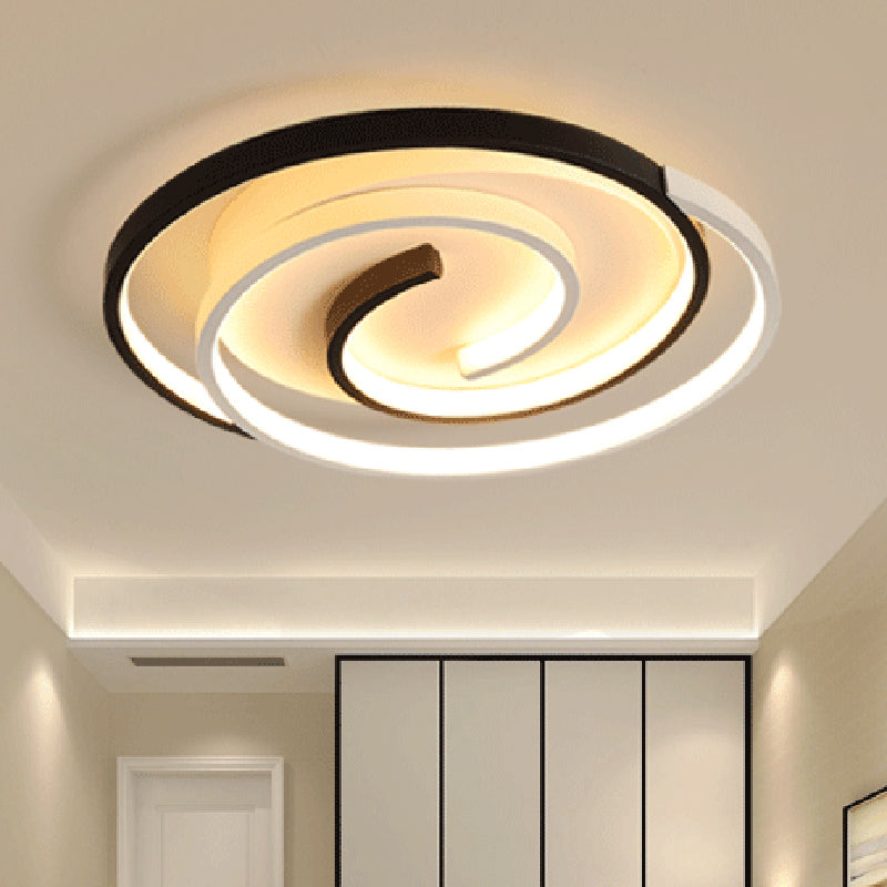 Modern Black and White Swirl LED Ceiling Light for Bedroom – Home Deco99