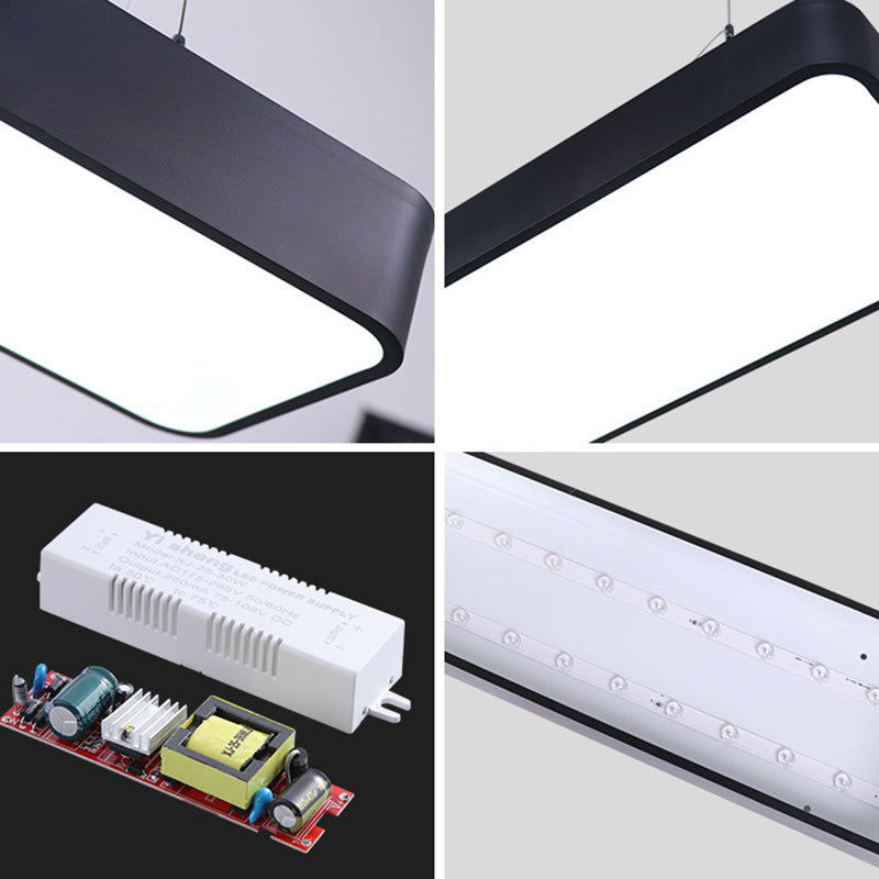 Modern Rectangle LED Pendant Light for Offices with Acrylic Diffuser ...
