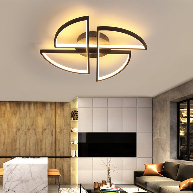 Minimalist LED Pinwheel-shaped Black Flush Mount Ceiling Light for Liv ...