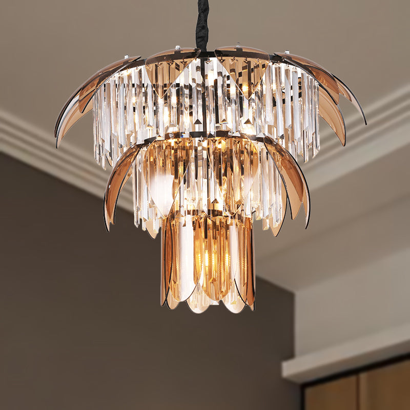 Modern Crystal Prism Chandelier - 3 Layers, 10-Light Fixture for Livin ...