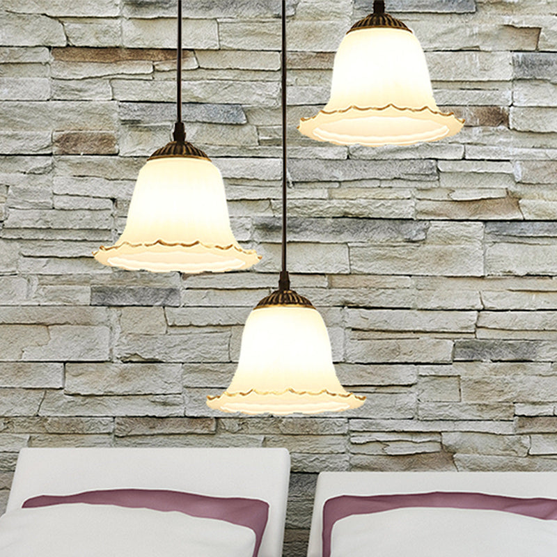 Flared Frosted Glass Cluster Pendant Light with 3 Black Lights – Ideal ...