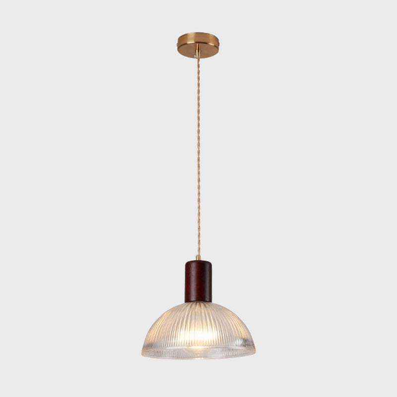 Sleek Single-Bulb Hanging Lamp with Ribbed Glass Shade: Elegant Pendan ...