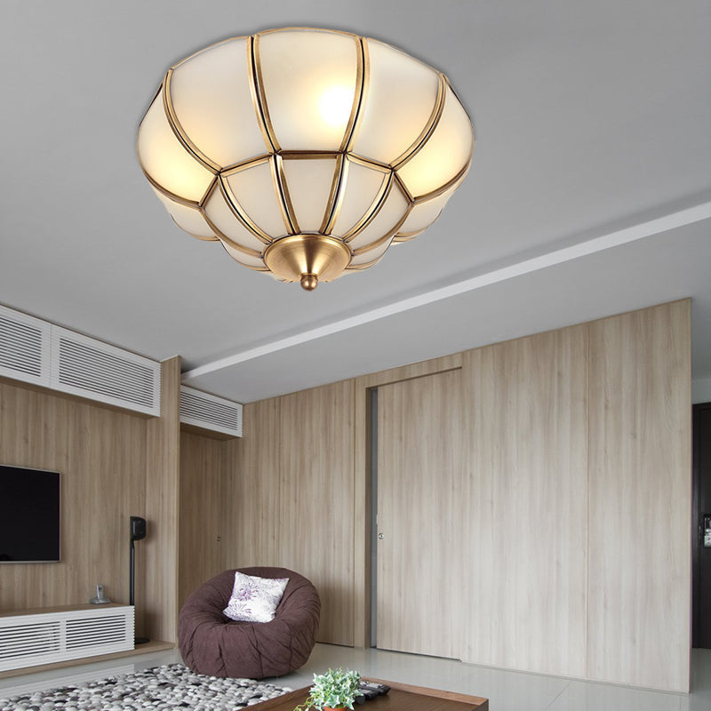 Colonialism Scallop Ceiling Light - 11"/18" W - 3 Bulbs - Satin Opal G ...