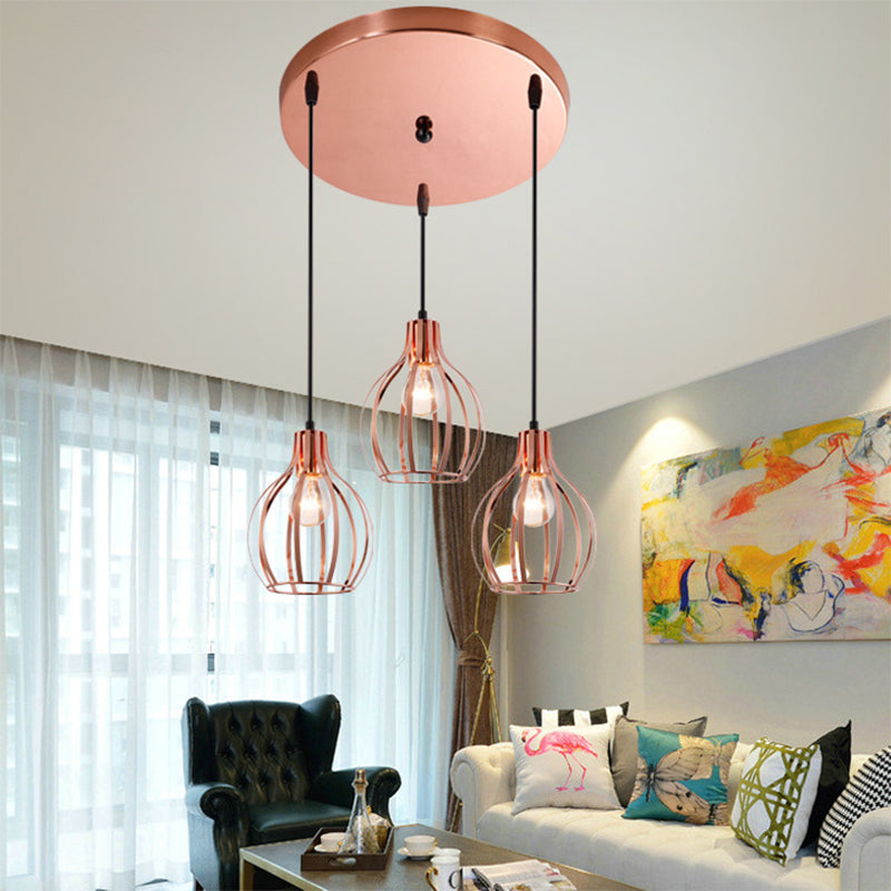 Metallic Rose Gold Pendant Lighting - Industrial Style Ceiling Light F ...
