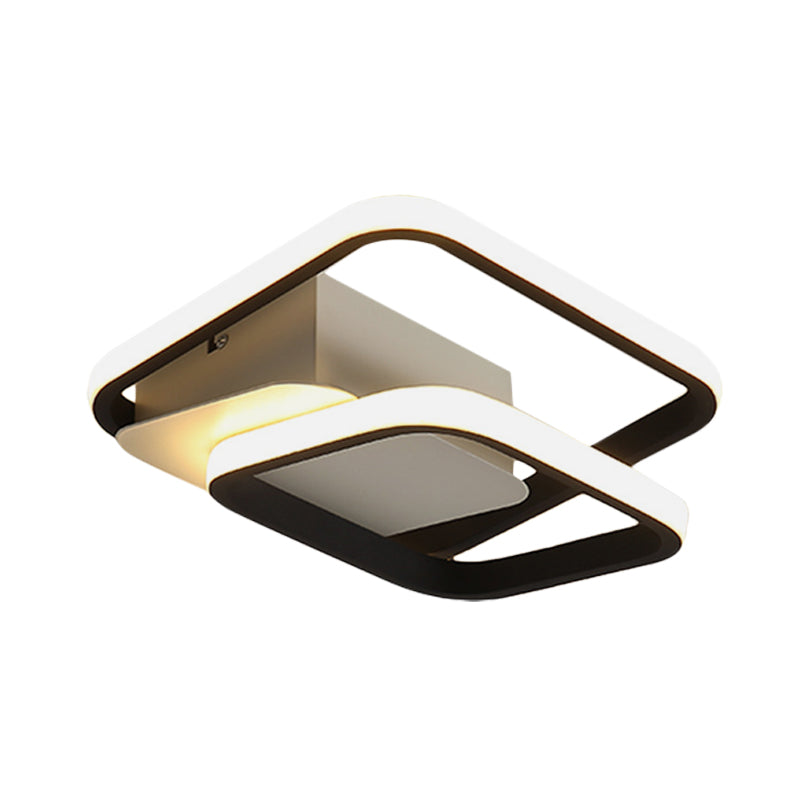 2-Square Frame LED Flushmount Ceiling Light in Modern Black and White ...