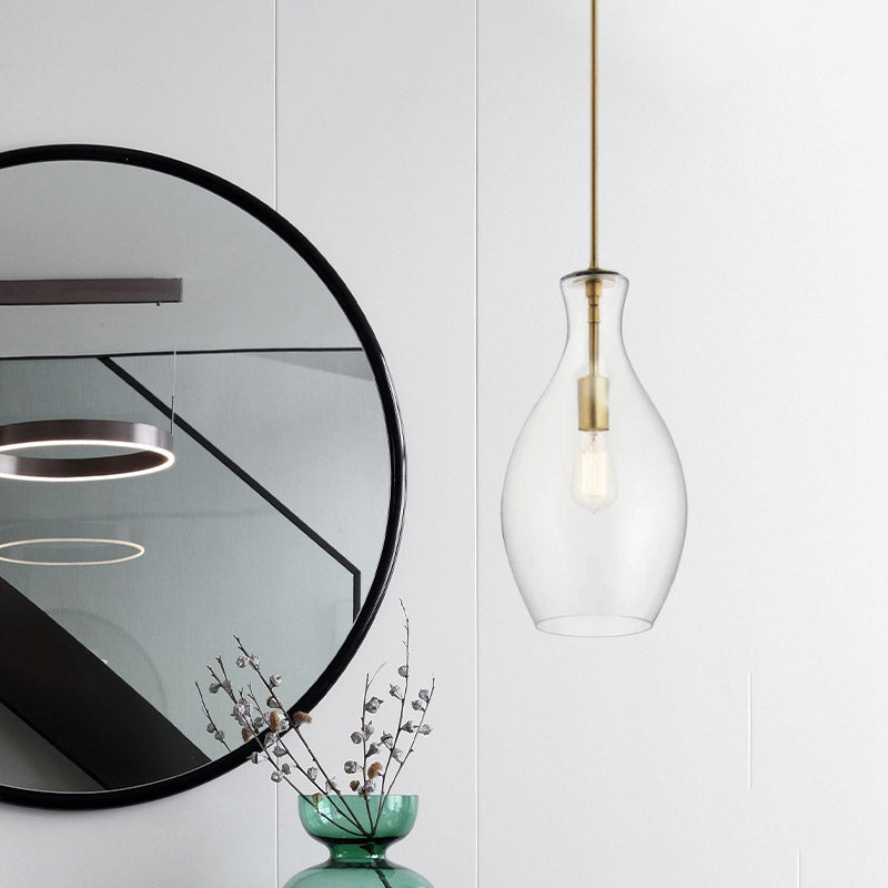 Gold Kitchen Pendant Light Fixture with Clear Glass Shade - Modern and ...