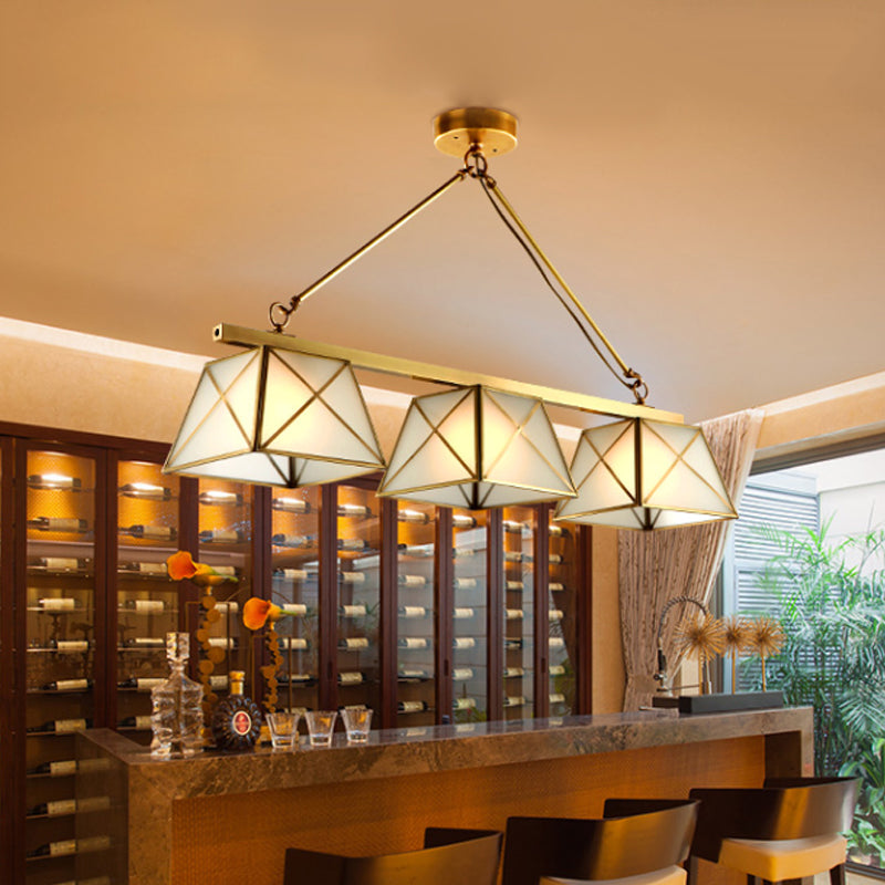 Colonial Style Opal Glass Pendant Light with Tapered Island Design - 3 ...