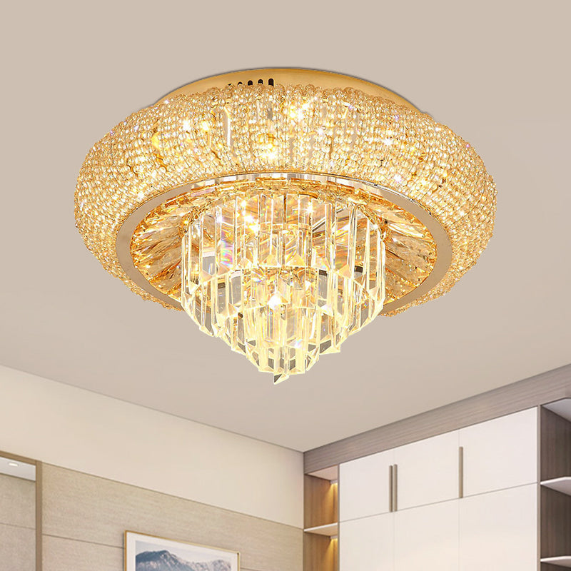 Modern Gold LED Crystal Prism Flush Mount Ceiling Light Fixture – Home ...