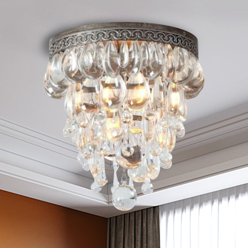 Bronze Conical Crystal Drop Ceiling Light with 3 Heads - Countryside F ...