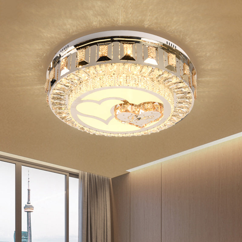 LED Chrome Flush Mount Ceiling Lighting with Stainless Steel Drum Shap ...