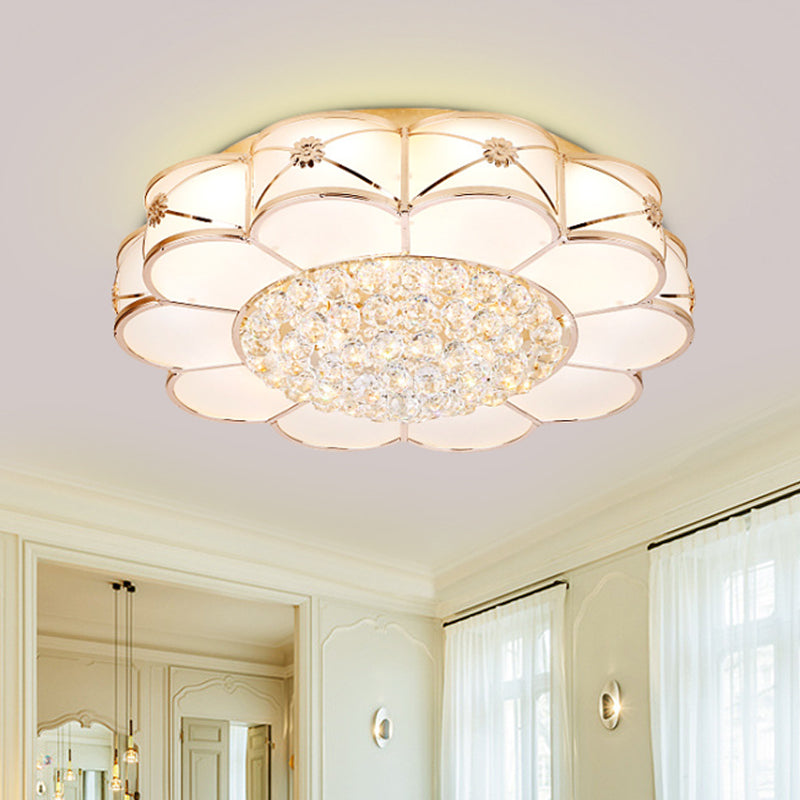 Stylish Gold LED Ceiling Light: Modern Frosted Glass Petals Fixture wi ...