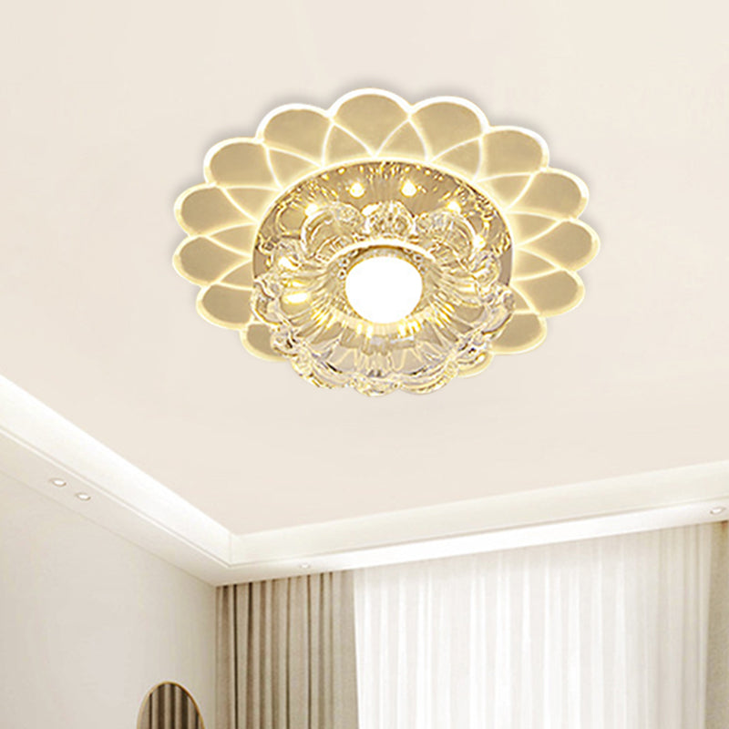 Small LED Ceiling Light Fixture - Crystal Clear Flush Mount, Layered F ...