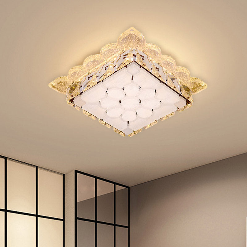 Modern LED Ceiling Mount Square Crystal Flush Light for Hallway with A ...