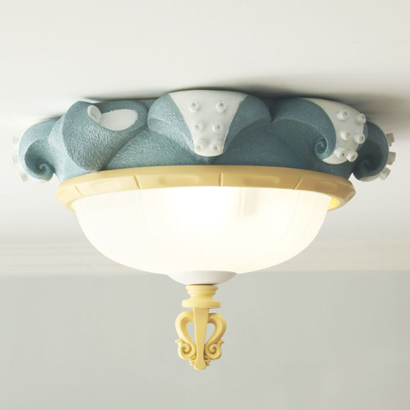 Blue Dome Kids Ceiling Light: 3-Light Resin Shade Fixture Flush Mount ...