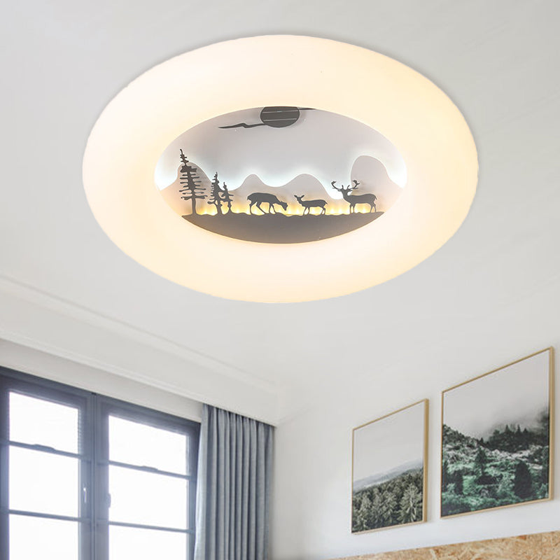 White Acrylic LED Donut Ceiling Light: Contemporary Flushmount Fixture ...