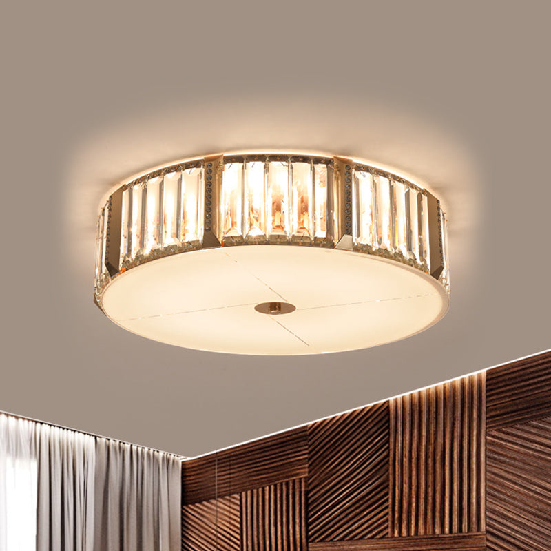 Modern Gold Flush Mount Light Fixture with Crystal Drum Design - Ideal ...