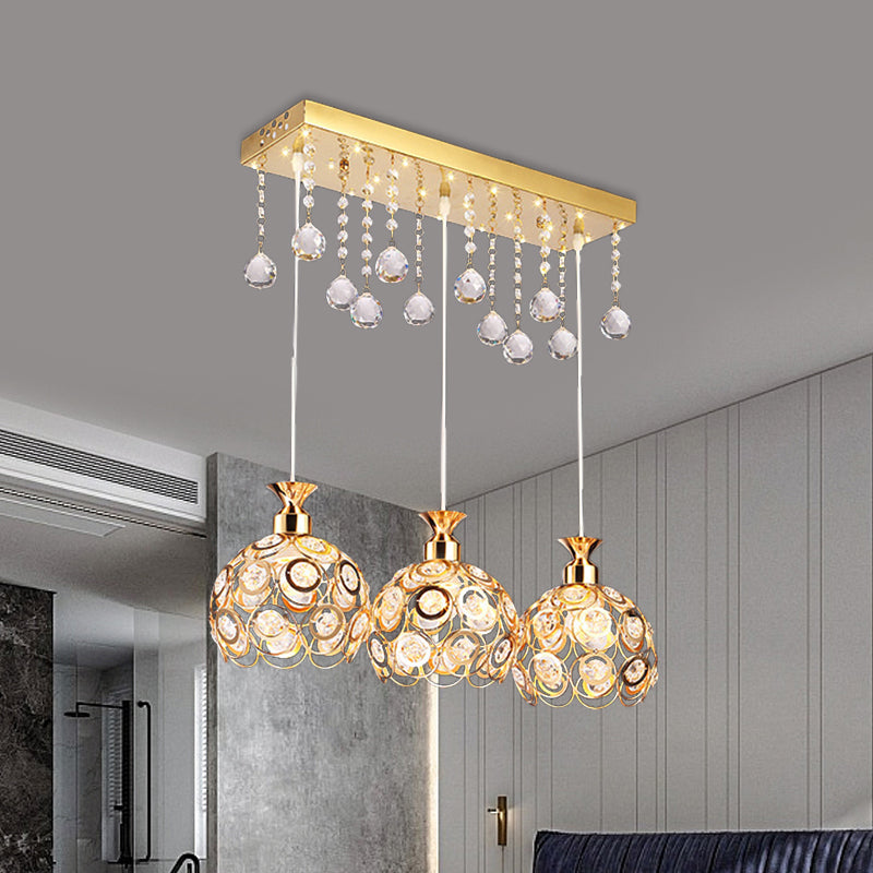 Modern Crystal Cluster Pendant Light with Gold Finish and 3 Heads ...